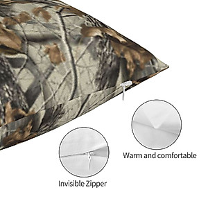 Bed Pillow Protector Zippered Mossy-Tree-Camo-Leaf Soft Pillow Case Cover 20x30 Inches