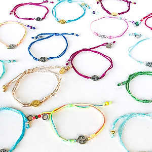 My Saint My Hero Breathe Bracelet - handwoven and includes silver plated benedictine cross medal at the center