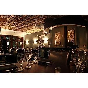 From Plain To Beautiful In Hours VC02 Rhine Valley PVC 2' x 2' Lay-in Ceiling Tile (Covers / 100 sq.ft), Antique Gold, 25 Piece