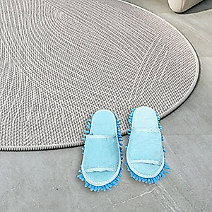 IEUDNS Mop Slippers Floor Cleaning Washable Cleaning Sandals Detachable Mute Household Soft Unisex Cleaning Shoes for Home Floor Polishing Dusting, Blue