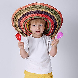 Sansheng 12 PCS Mini Fiesta Wooden Maracas Toys, Wooden Maracas Festival Painting, Wooden Carnival Maracas (Random Colors)