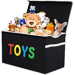 VICTOR'S Toy Box Large Toy Storage Black + Large Toy Storage Box Beige