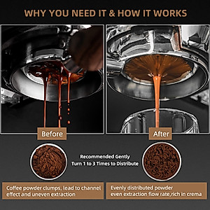 MHW-3BOMBER 58mm Espresso WDT Tool, Professional Coffee Distributor Tool for Baristas with Clean Base, All-in-one Coffee Powder Stirring Tool - Espresso Machine Accessories, T6021B