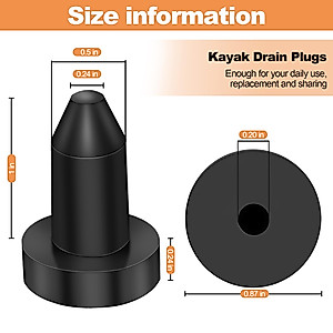 4 Pack 1/2" Kayak Drain Plug Push for Sundolphin Pelican Kayaks Pond Prowler 4985616 Aruba 8 SS, Aruba 10, Bali 8, Excursion 10
