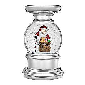 Haute Decor Snowburst™ Snow Globe Candle Holder (Santa) with Timed Snowfall - 7 inch Tall Christmas Candle Holder with Automatic Battery Operated timed Snow Fall and on/Off