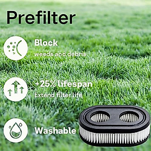 Lawn Mower Air Filter Set Spark Plug Compatiable with Troy-Bilt TB110 TB115 TB200 TB230 TB330 TB370 Walk Behind Lawn Mower