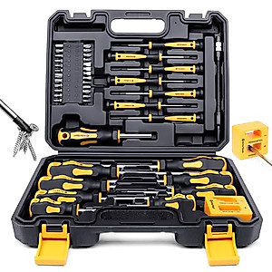 Magnetic Screwdrivers Set with Case, Amartisan 43-piece Includs Slotted, Phillips, Hex, Pozidriv,Torx and Precision Screwdriver Set, Magnetizer Demagnetizer Tools, Tools for Men