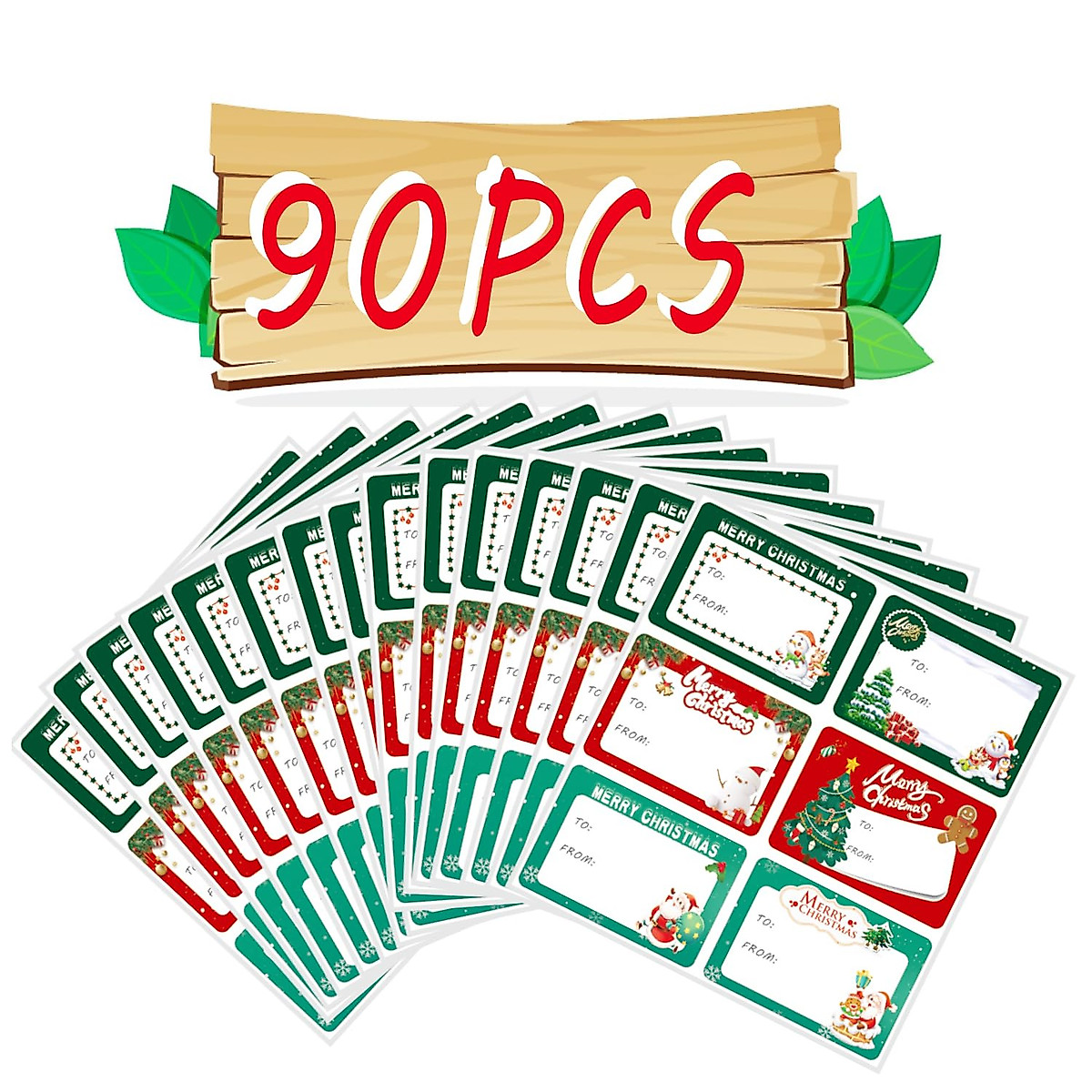 90 PCS Christma Tag, Christmas Tags Stickers Christmas Gift Tags Christmas Labels Stickers Christmas Tags Labels Christmas Name Stickers Merry Christmas Stickers Xmas Gift Tag Stickers