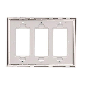 EATON PJS263W Arrow Hart Pjs263 Decorative Screw Less Wall Plate, 3 Gang, 4-1/2 in L X 6.37 in W X 0.08 in T, White