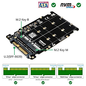 Timack M.2 NVME SSD(Key M) Key B SSD to U.2 SFF-8639 Adapter