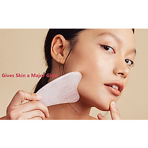 Lippbest 2-Pack Gua Sha Facial Tools Skin Care Products for Massage Lifting.Eye Puffiness Relief Natural Rose Quartz Massage Stone