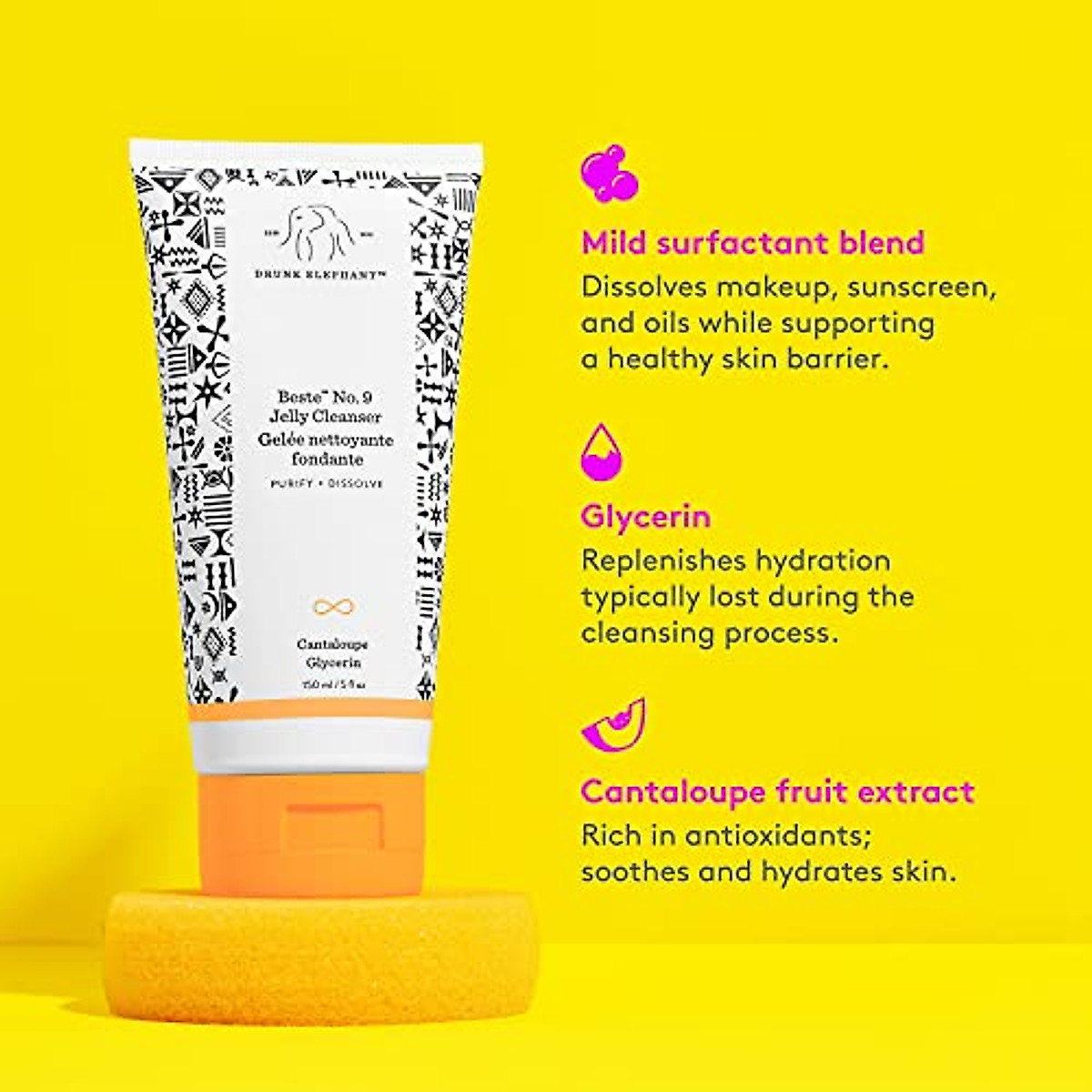 Drunk Elephant Beste No. 9 Jelly Cleanser - Gentle Face Wash and Makeup Remover for All Skin Types (150 mL / 5 Fl Oz)