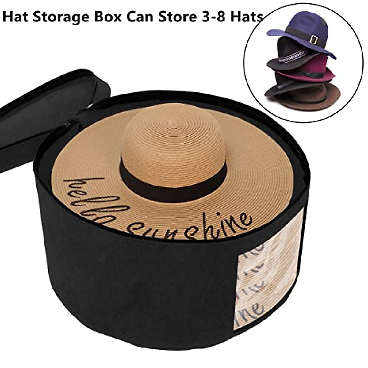 Color You Hat Box, Hat Storage Box 17" Diameter Hat Boxes for Women Men Storage Large Round Hat Travel Case with Dustproof Lid Travel Hat Box Stuffed Animal Toy Clothes Sheet Hat Organizer