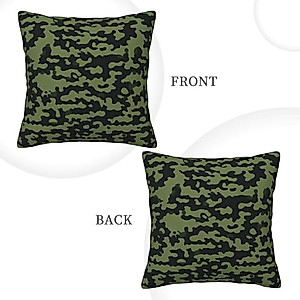 AdaNti Camo Green Print Corduroy Throw Pillow Covers Soft Square Throw Pillow Case Home Decorations for Bed Sofa Living Room 16"x16"