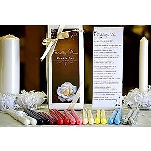 SNS Bridal Poem Taper Candles for Wedding/Dinner, Holiday Event, Home Decoration, Gift Box, 1 Pair of 12" White, red, Navy, Pink, Ivory, Yellow, Light Blue, and Silver, a Pair of 10" Mauve