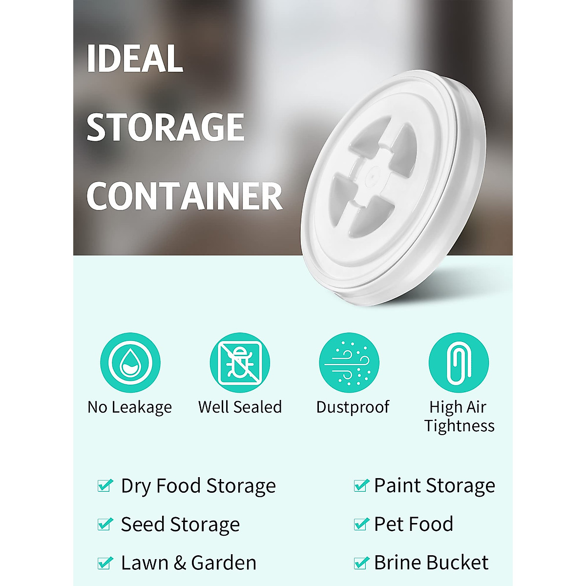 Chunful 3 Pieces 5 Gallon Screw Top Lids Bucket Seal Lid Leak Proof for Plastic Bucket Compatible with Gamma (White)