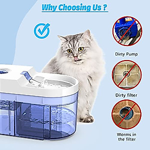 umosis Pet Water Fountain 1.8L Water Bowl Dispenser Automatic Replenish Drinking Fountains for Cats and Small Dogs Inside