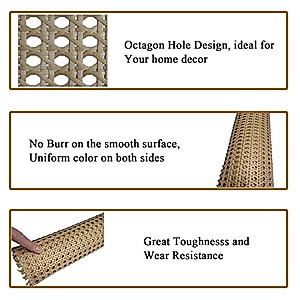 17”x6.5Ft Plastic Rattan Cane Webbing Roll, Woven Open Mesh Cane Sheet Roll for Caning Material DIY Project Supplies: Door, Cabinet, Chair (17"x79 in)