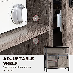 HOMCOM Sideboard Buffet Cabinet, Accent Kitchen Cabinet, Coffee Bar Cabinet with Sliding Barn Door and Adjustable Shelf for Living Room, Gray