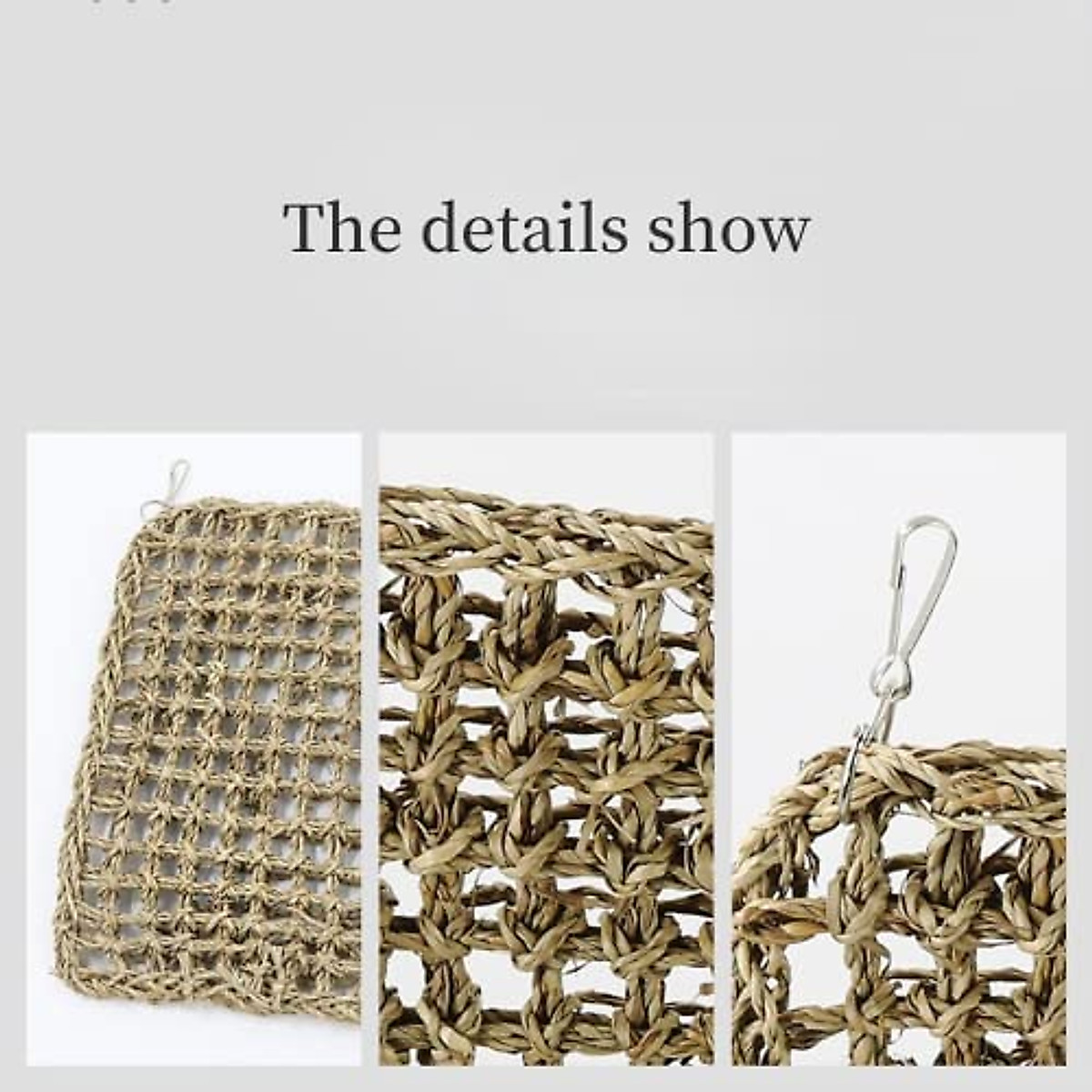 Bird Foraging Wall Toy Parrot Chewing Hanging Hook Toys Woven Climbing Hammock Mat Bird Climbing Net Climbing Cotton Rope Net Hanging Bird Climbing Rope (Large)