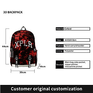 WZSMHFT XPLR Shatter Red Tie Dye Merch Backpack Three Piece Travel Backpack Fashion Daypack (Suit1)