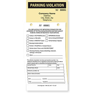SmartSign (Pack of 50) Custom Parking Violation Ticket Two-Part, Add Your Company Name and Contact Details, 9.25 x 4.25 inch, Manila Cardstock with Adhesive and Two-Part Parking Ticket