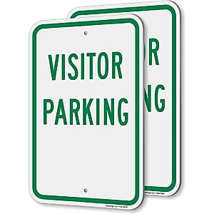 SmartSign Visitor Parking Sign - 2 Pack, 18 x 12 inch, 2mm Aluminum Composite, Pre-Drilled Holes, Made in USA, Green and White