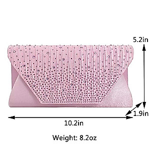 CUCTACBCT Women Envelope Clutch Purse Party Wedding Crossbody Evening Bag Prom Handbag,Pink