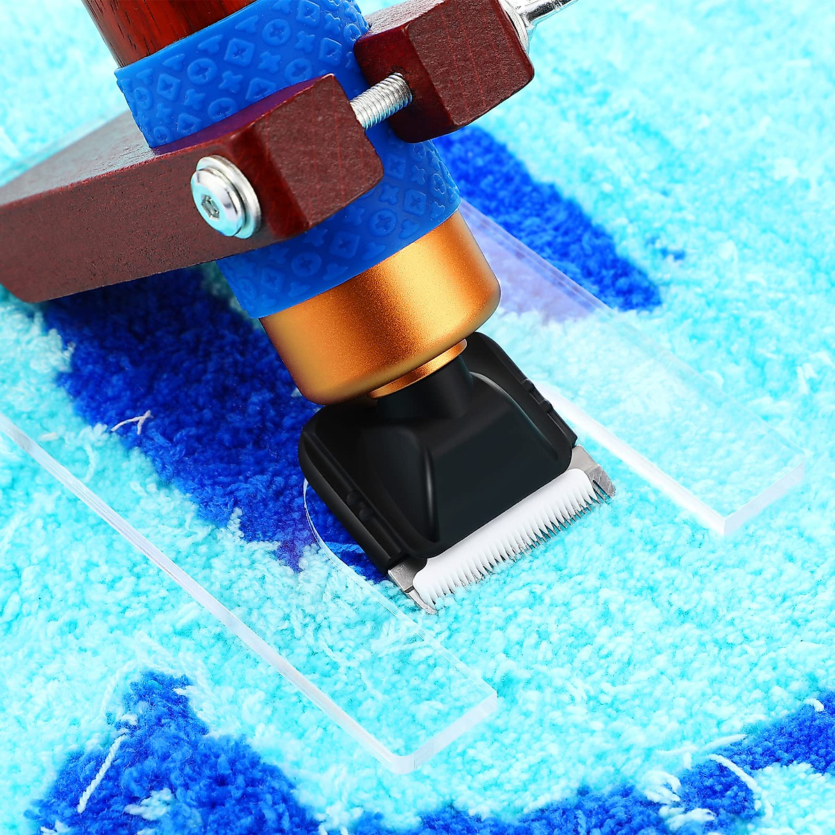 Shearing Guide for Carpet Trimmer to Keep Your Rug Surface Uniform Solid Wood Acrylic Shearing Guide for Rug Tufting Suitable for Carpet Trimmer Only, Excluding Carpet Trimmer (Brown)