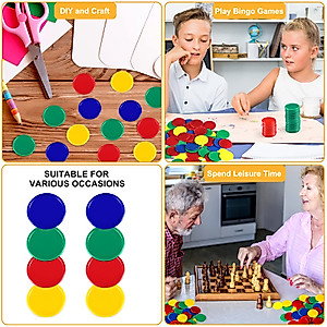 Coopay 1 1/2 Inches Plastic Poker Chips Learning Counters Disks Bingo Chip Counting Discs Markers for Math Practice and Poker Card Game Tokens, Teaching Rewards, 200 Pieces (Red, Green, Blue, Yellow)