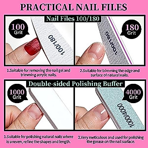 FANDAMEI Nail Care Tool Kit, Nail Files 100/180, Nail Buffer Block, Cuticle Nippers, Cuticle Trimmer, Cuticle Pusher, Nail Lifter for Ingrown Toenails, Nail Tools, Nail Kit, Pedicure & Manicure Tools