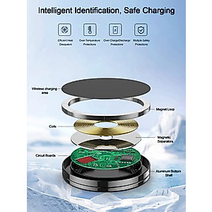 RTOPS Magnetic Wireless Charger, Fast Wireless Charging Pad, Travel Wireless Phone Charger with Kickstand, Compatible for iPhone 14/Pro/Max/Plus/13/12, AirPods (18W Adapter Included)