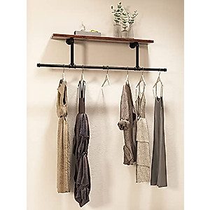 MUZIK 40 inch Long Industrial Pipe Clothes Rack, Heavy Duty Wall Mounted Garment Racks for Bathroom Cabinet Boutique Clothing Store