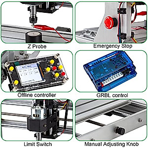 3018 Pro CNC Router Machine All-aluminum Frame PCB PVC Wood Carving XYZ Working Area 300 x 180 x 45mm with Z Probe, Limit Switches, Offline controller, GRBL control, Emergency Stop