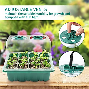 LAWNFUL Illuminated Seed Starter Tray Kit: 120 Peat Pellets + 6 Pack Germination Trays with Grow Light & Humidity Dome + 80 Plant Labels + Scissor + Gardening Tools Seedling Boxes Set