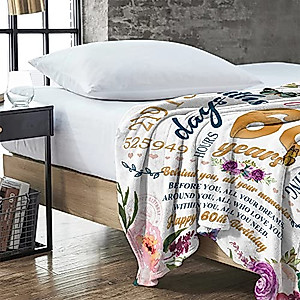 Hcoviv 60th Birthday Gifts Women Blanket 50*60, Happy 60th Birthday Gift Ideas, 60th Birthday Decorations, Gifts for Women Turning 60, Gifts for 60-Year-Old, Best Birthday Present 1963 Throw Blanket