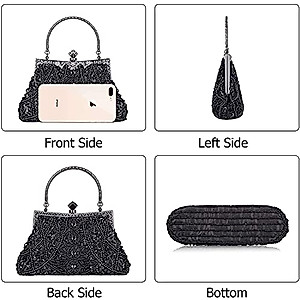 LIFEWISH 1920s Evening bags Unique Sequin Beaded Clutch Purses for Cocktail Wedding Party Prom