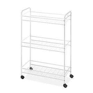Whitmor Slim Rolling Household Cart - White 30.50 x 9.25 x 20.75