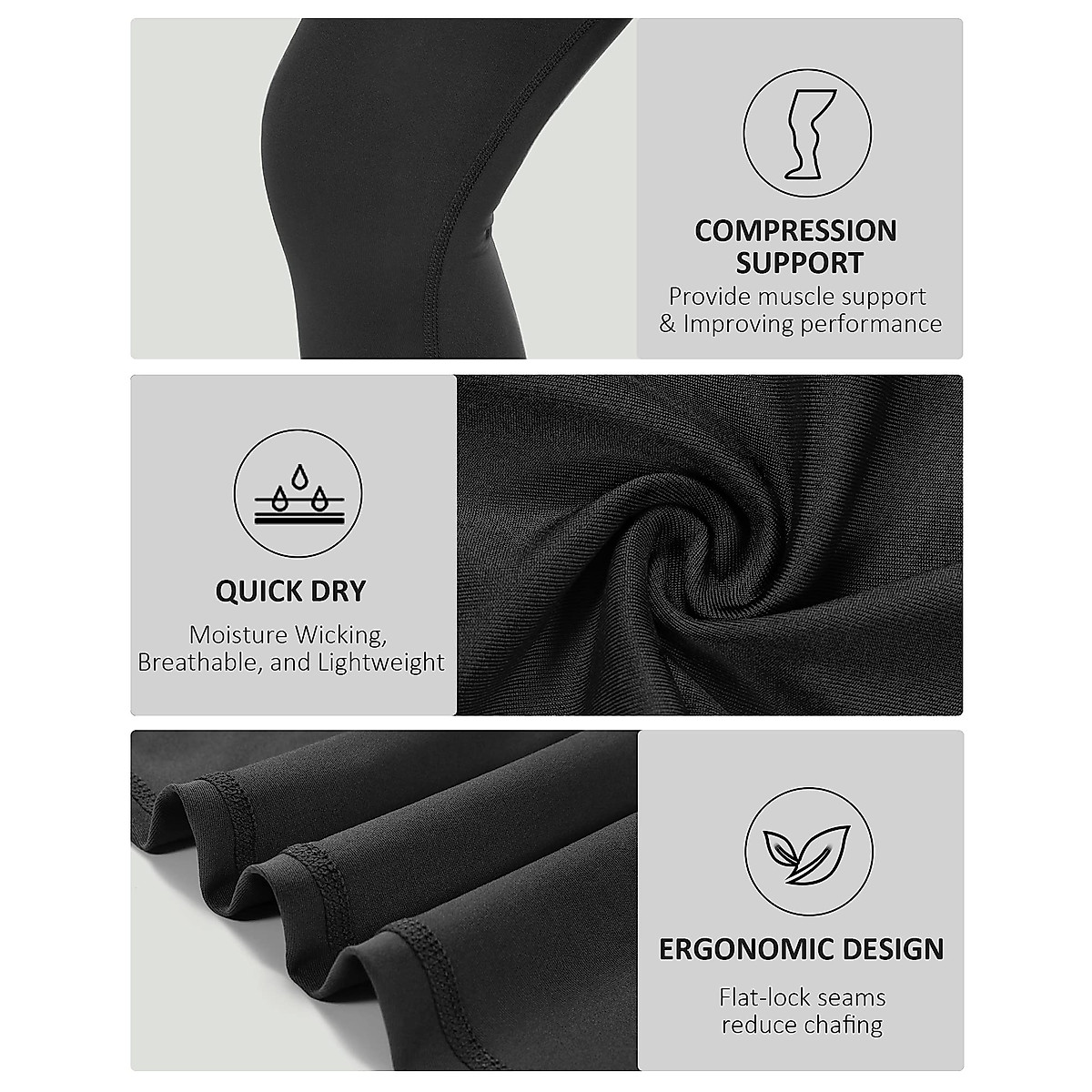 Roadbox Boys Compression Pants - 2 Pack Youth Athletic Tights Sports Leggings Kid Boys Spandex Base Layer Underwear for Basketball Football Running Blackwhite