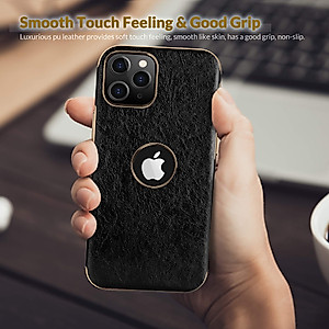 LOHASIC for iPhone 12 Pro Max Leather Case, Slim Luxury Elegant Men Women Business PU Cover Soft Non-Slip Grip Shockproof Anti-Scratch Protective Phone Cases for iPhone 12 Pro Max 6.7 inch - Black