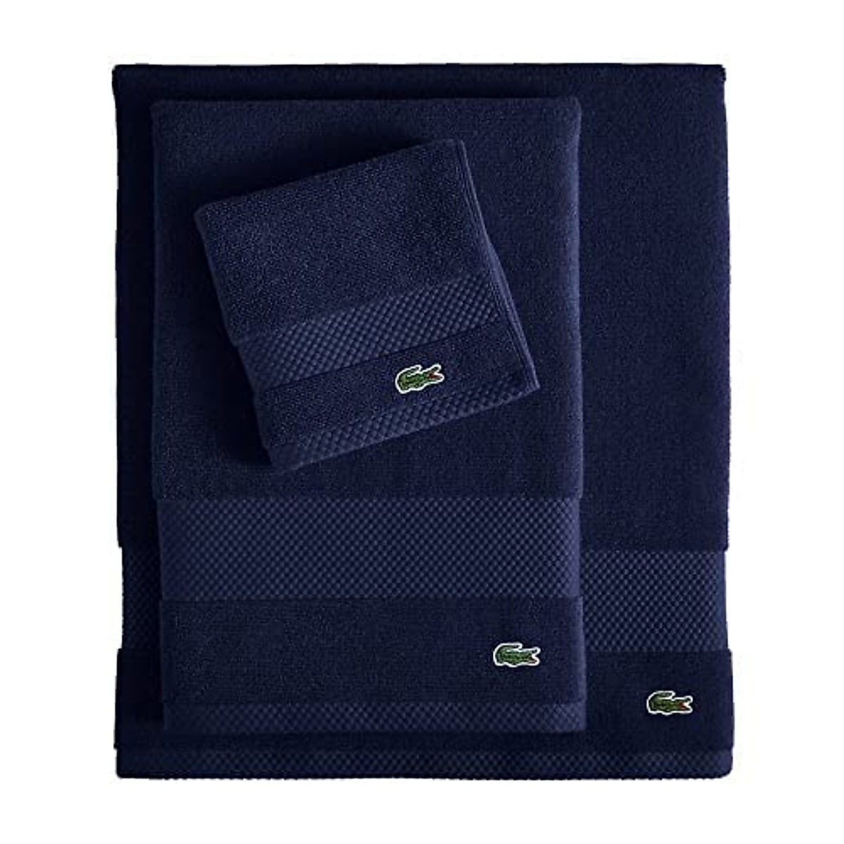 Lacoste Heritage Supima Cotton Hand Towel, Navy, 16" x 30"