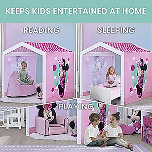 Disney Minnie Mouse Indoor Playhouse with Fabric Tent for Boys and Girls by Delta Children, Great Sleep or Play Area for Kids - Fits Toddler Bed - Greenguard Gold Certified
