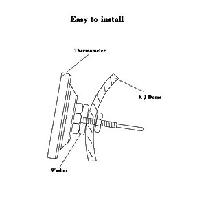 BBQ Grill Thermometer for Kamado Joe Barbecue Charcoal Grill 3 1/4" Inch Waterproof Large Surface Stainless Steel 150°F-900°F Wide Range Cooking Thermometer