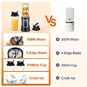 KOIOS 900W Smoothie Blender, Personal Blender for Shakes and Smoothies with 2 BPA-Free 22 oz Portable Blender Bottles and To-Go Lids, Single Serve Mixer Blender for Juices Baby Food, Nutritious Recipe