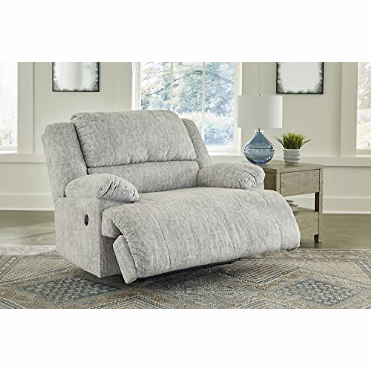 Signature Design by Ashley McClelland Transitional Zero Wall Wide Seat Recliner, Light Gray