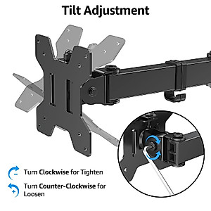 MOUNTUP Dual Monitor Stand - Freestanding & Height Adjustable Monitor Desk Mount, Steady VESA Mount Computer Monitor Stand for 2 Screens up to 27 inches, MU1002