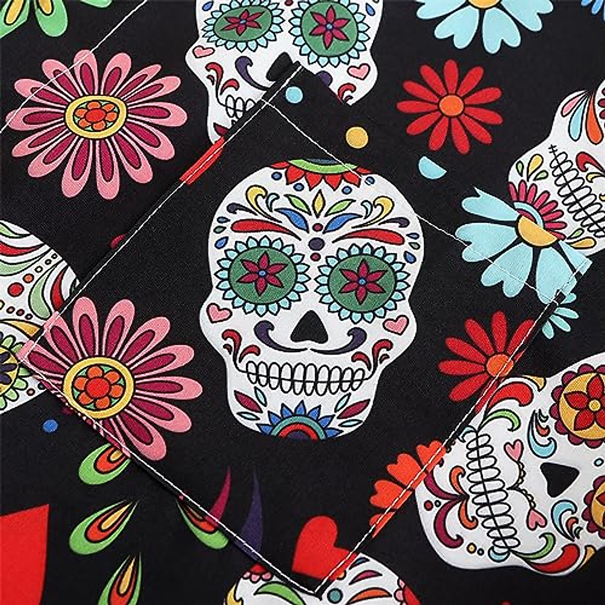 KYKU Sugar Skulls Shirts for Men Graphic Button Up Shirt, Colourful, X-Large