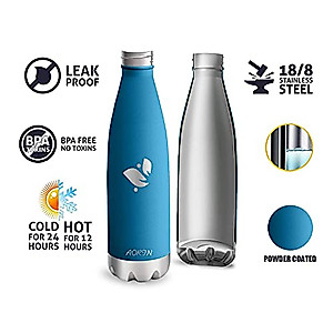 AORIN Vacuum Insulated Stainless Steel Water Bottle - 24 hrs Cooling & 12 hrs Keep Warm. Powder coating Scratch resistance Easy to clean