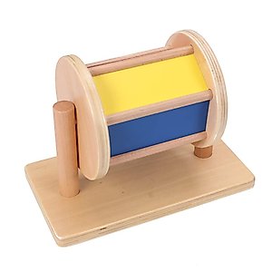 LEADER JOY Montessori Spinning Drum Baby Wooden Toys for 1-3 Year Old with Mirror and Bell for Infant Toddler, Sensory Development Toys Baby Toys Gifts