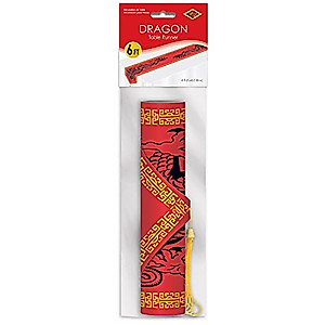 Beistle Printed Asian Table Runner,Red, Black, Gold